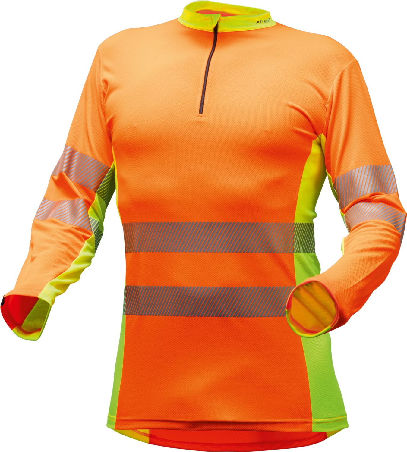Tencel™ Poly Zip Neck Long Sleeve Shirt Orange Yellow Protos®nz